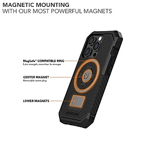 Rokform - iPhone 14 Pro Case, Rugged Series, Dual Magnet + MagSafe Compatible, iPhone Cover with RokLock Twist Lock, Magnetic Protective Apple Gear, Drop Tested Armor (Black)