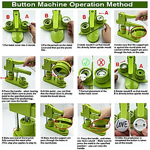 ZKGRAND Upgrade Version Button Maker Machine(Green) 32mm(1¼ in),DIY Pin Button Maker Press Machine Kit,Badge Punch Press Machine with Free 100pcs Button Parts&Pictures&Circle Cutter&Magic Book