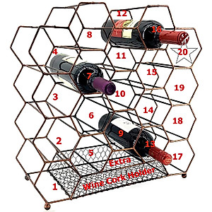 Bellaa 23424 Countertop Wine Rack 20 Bottle Wine Holder Wine Storage Cork Storage Modern Metal Wine Rack Wine Racks Countertop Small Wine Rack Wine Bottle Storage Tabletop Wine Rack