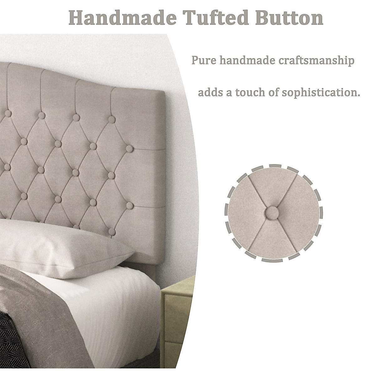 Befurtori Queen Headboard Only, Upholstered Headboard Queen for Adjustable Bed Velvet Tufted Queen/Full Size Wall Mounted Headboard with Solid Wood Legs Head Board, Taupe