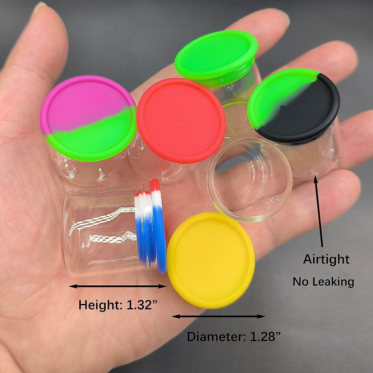 vitakiwi 15ml Glass Wax Concentrate Container Airtight with Silicone Lid Multi Use Jars (6)
