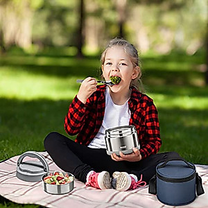MAXSO Soup Thermos for Hot Food - 24 oz Vacuum Insulated Lunch Container with Foldable Spoon & Thermal Bag, Wide Mouth Bento Box for Adults (Silver)