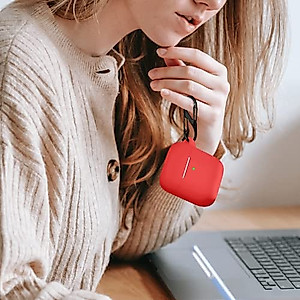 Foweroty AirPods Case Cover, Soft Silicone Protective Cover with Buckle for Women Men Compatible with Apple AirPods 2nd 1st Generation Charging Case, Front LED Visible，Red