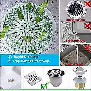 JHXTZ Shower Drain Hair Catcher, Silicone Hair Stopper, 2PC Durable Shower Drain Covers Suit for Bathroom Bathtub and Kitchen(Blue & Gray)