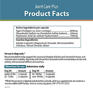 JustFoodForDogs Joint Care Plus, Dog Joint Supplement, Type II Collagen & Chondroitin Sulfate - 60 Count
