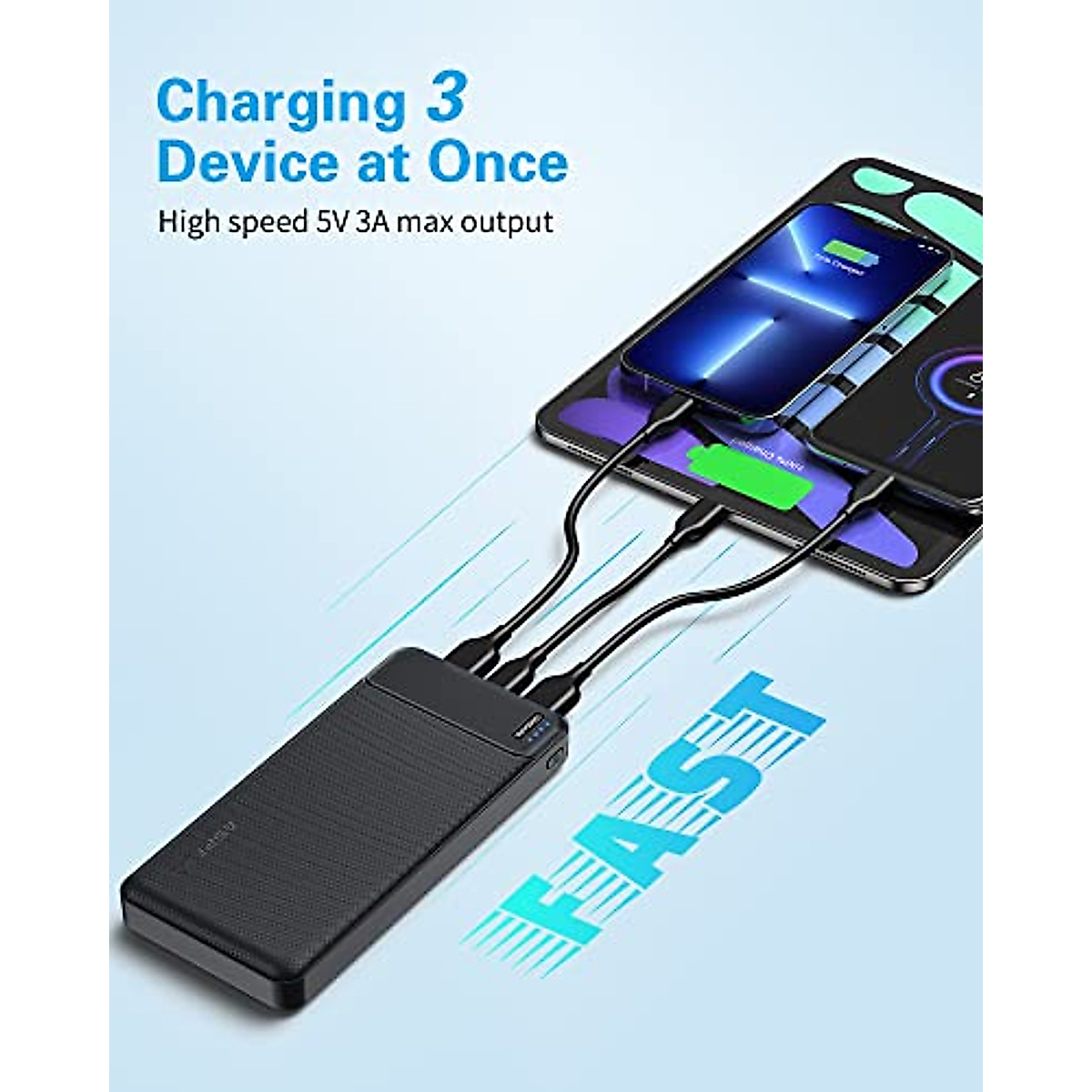 AsperX, Power Bank, 15000mAh, 2-Pack, Rechargeable Battery Pack for Heated Vest, Jackets, USB-C Out and in, Dual USB A, External Battery Pack for iPhone, Samsung, Android, and More