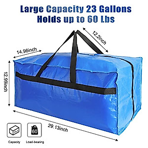 Fixwal Heavy Duty Extra Large Moving Bags Storage Bags Totes with Backpack Straps Strong Handles & Zippers Clothes Moving Supplies Packing Bags for Space Saving (Blue 6 Pack)