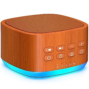 Magicteam White Noise Machine 10 Colors Lights and 25 Soothing Sounds Sleep Sound Machine with 5 Timers with Memory Feature Portable Sound Machine for Baby Adults. (Wood)