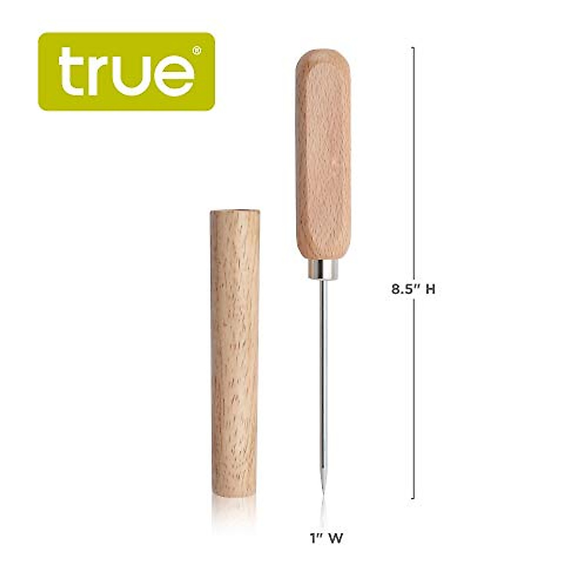 True Spike Wood Ice Pick, Wood Handle Stainless Steel Ice Shaper, Bar & Cocktail Tools