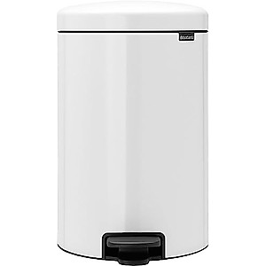 Brabantia New Icon Step Trash Can (5.3 Gal/White) Soft Closing Kitchen Garbage/Recycling Can with Removable Bucket