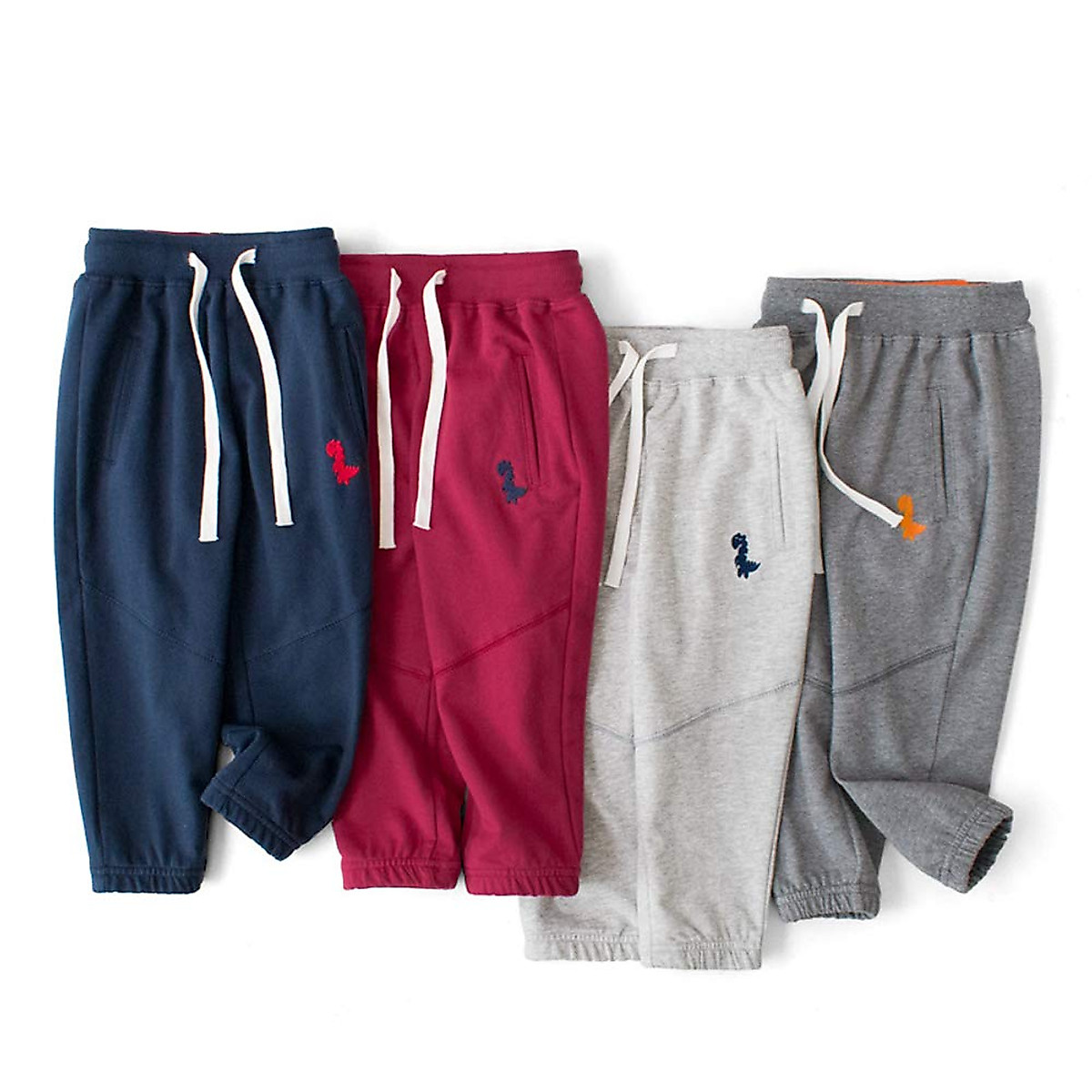 Qin.Orianna Toddler Baby Boy Active Cotton Dinosaur Jogger Pants with Pocket