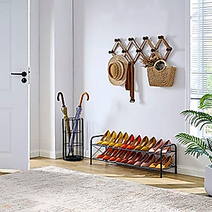 Hoctieon 2 Tier Shoe Rack for Closet, Shoe Rack FreeStanding, Entryway Shoe Shelf, Shoe Storage Organizer, Durable Mesh Style Shoe Rack, Black