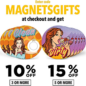 Dishwasher Magnet Clean Dirty Sign Indicator - Clean Dirty Dishwasher Magnet - Kitchen Dish Washer Magnet - Waterproof and Double Sided Flip with Bonus Adhesive Metal Plate (Orange & Purple)