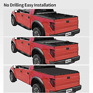 OEDRO Roll Up Truck Bed Tonneau Cover Compatible with 2015-2024 Ford F-150 F150 5.6 Feet Bed