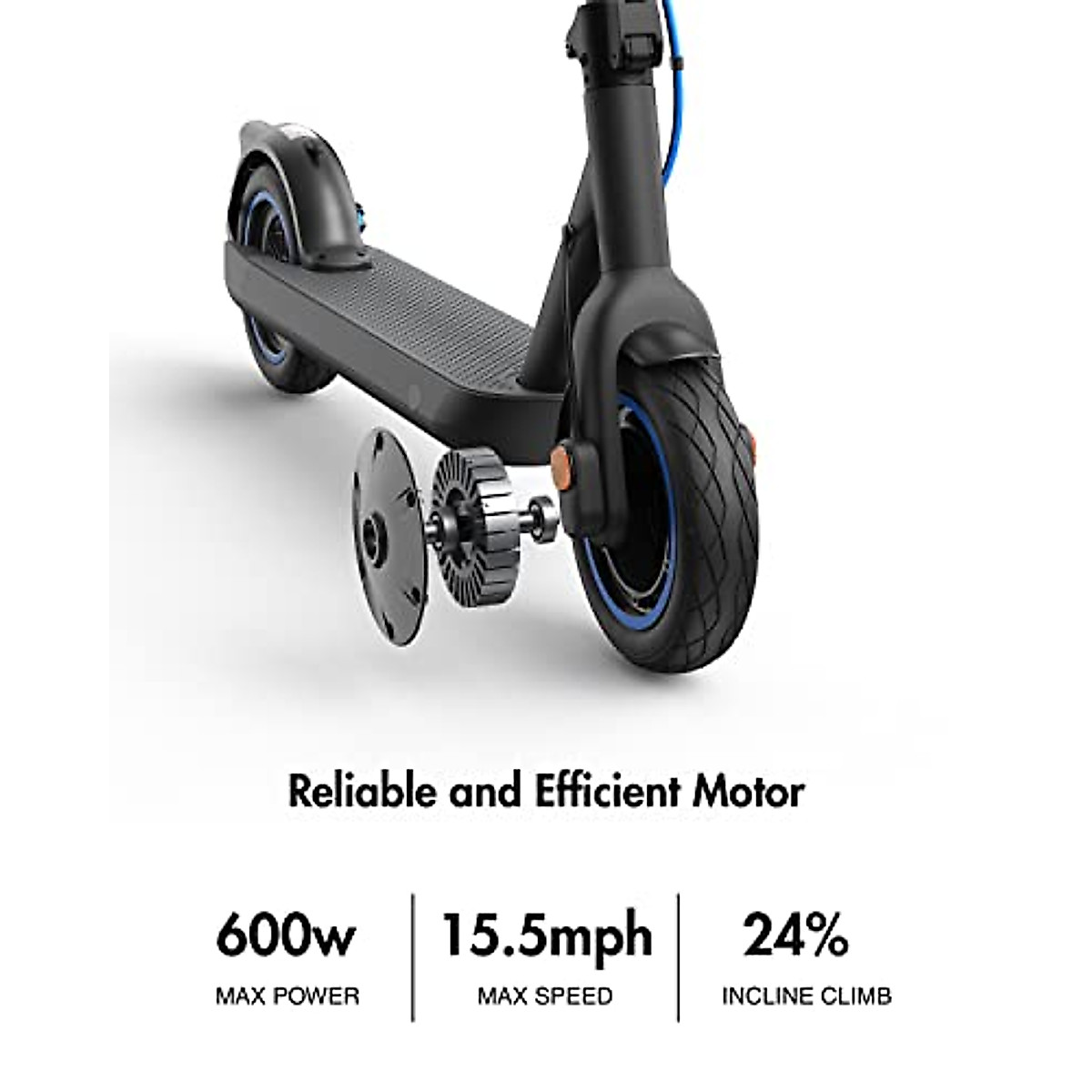 OKAI Electric Scooter for Adults - Up to 28 Miles & 15.5 MPH Commuting Electric Scooter, 300W Motor, 10" Tubeless Tires, Max Load 264 lbs Folding Electric Scooter with Dual Brakes, ES520B