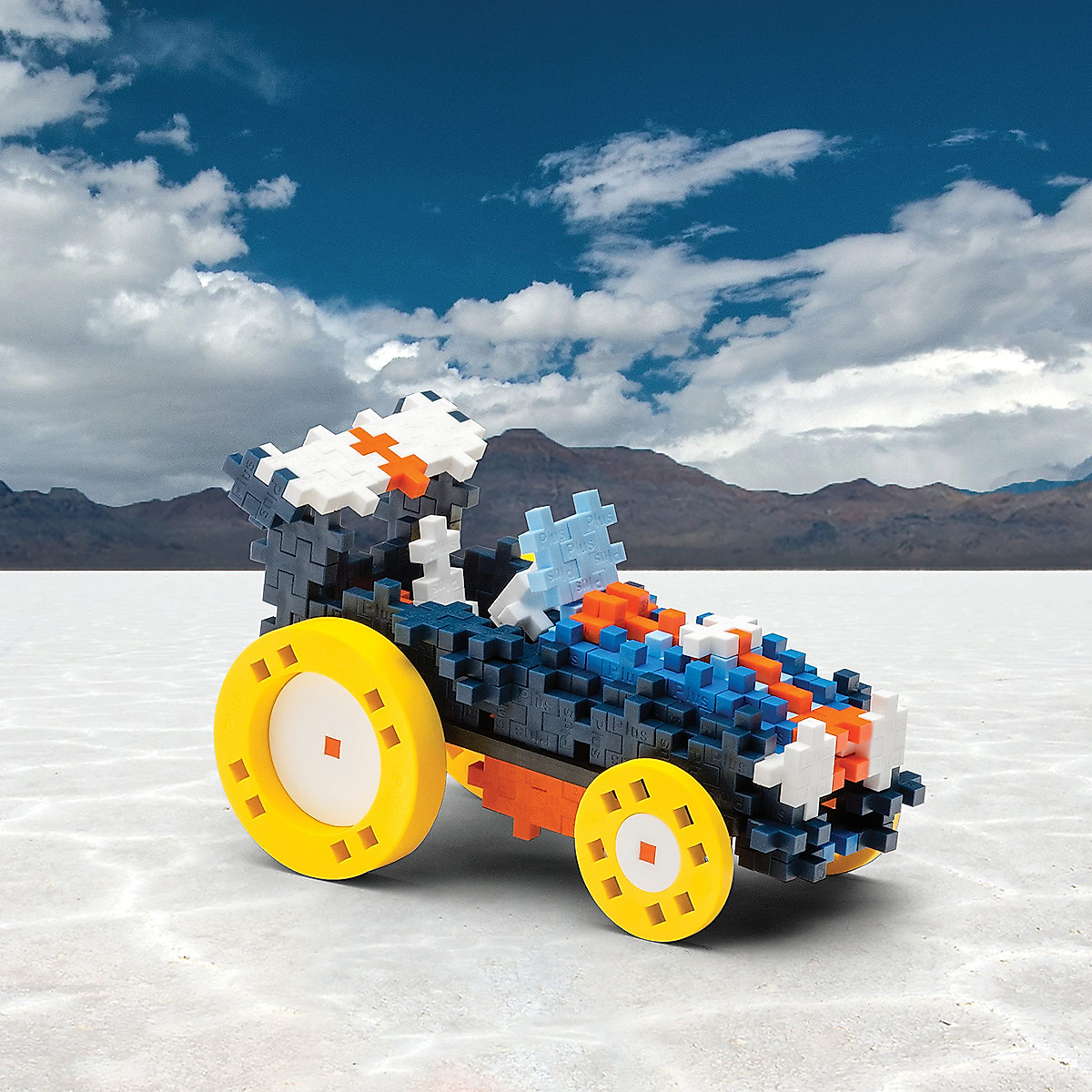 PLUS PLUS - GO! Desert Dragster - 275 Pieces - Model Vehicle Building Stem/Steam Toy, Interlocking Mini Puzzle Blocks for Kids