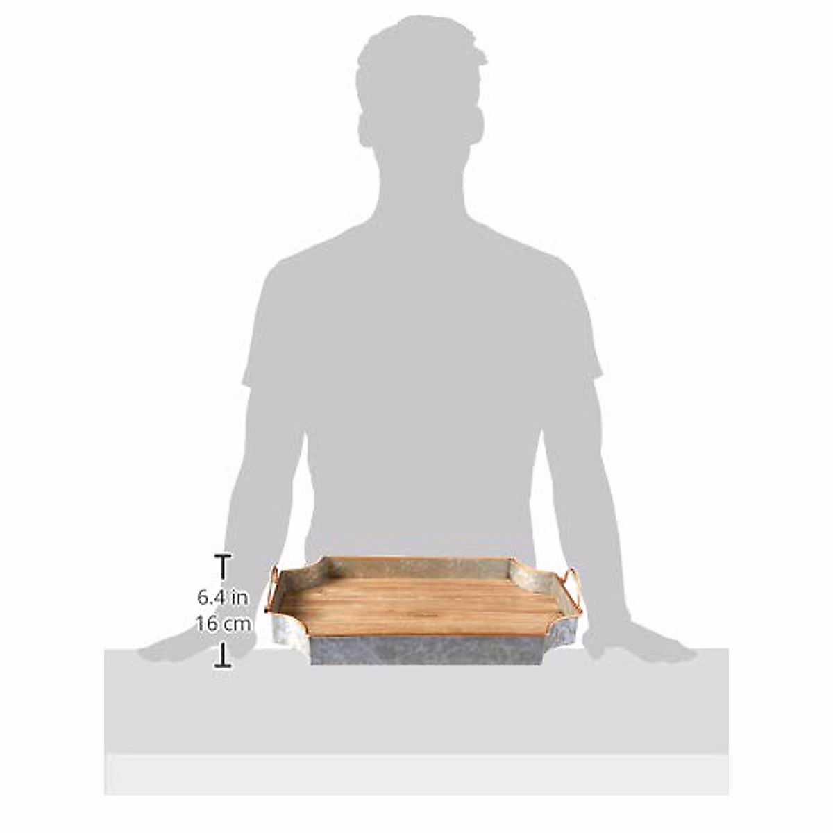 Circleware Cooperstown Wooden Craftsman Rectangle Serving Tray with Handles Kitchen Multi-Purpose Serveware for Coffee Table, Dinner, Breakfast, Food, Farmhouse Decor, 17.5” x 11” x 2”, Home