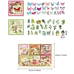 Cute Scrapbook Stickers Pack（300 Pieces）Butterfly Mushroom Flower Angel Peter Rabbit Small Size Decal Seals Set for Planner,Bullet Journaling,Junk Journal,Retro Crafts,Decoupage Stationary Supplies(Secret Garden)
