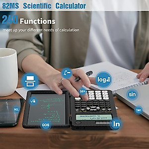 Scientific Calculator with Notepad,ROATEE Middle and High School Supplies for Students & College,82 MS Foldable 2-Line Display Science Calculator with Writing Tablet,Solar and Battery Powered