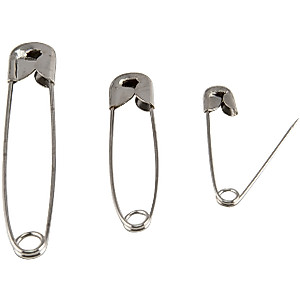 SINGER 00226 Assorted Safety Pins, Multisize, Nickel Plated, 50-Count