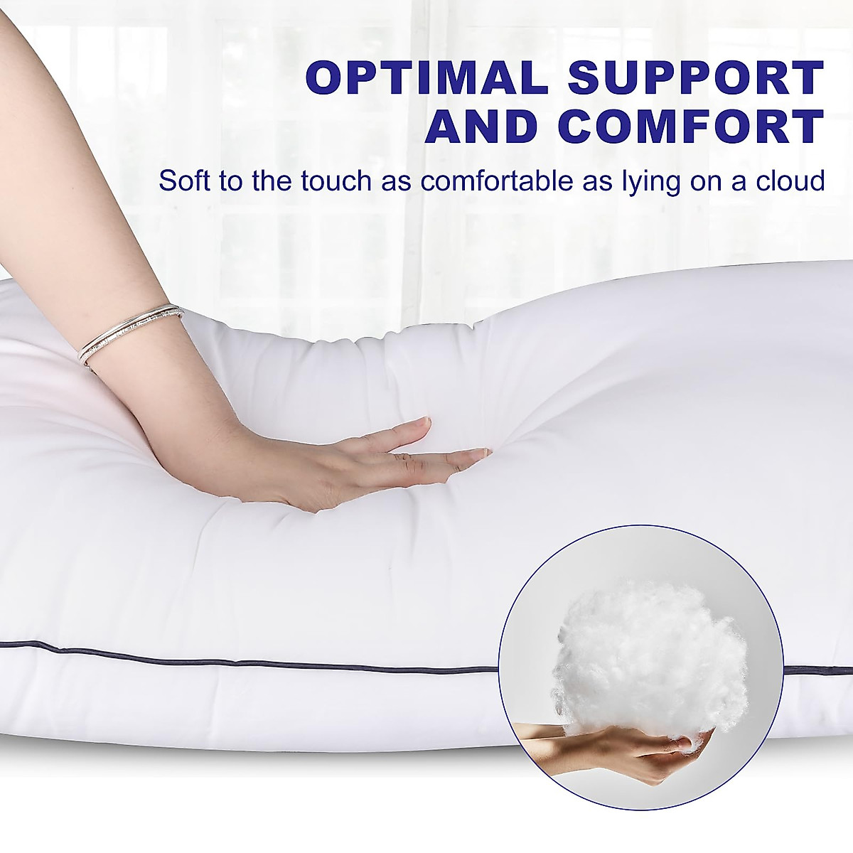 Opposy Bed Pillows for Sleeping Queen&King Size Set of 2- Cooling Pillows, 2-Pack, Ideal for Side, Stomach, and Back Sleepers Luxury Hotel Quality with Premium Soft Down Alternative (White, Queen)