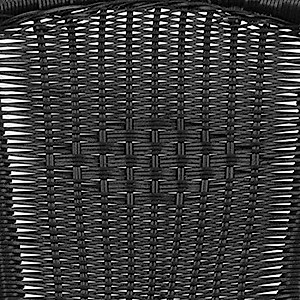 Flash Furniture Modern Rattan Indoor/Outdoor Restaurant Dining Chairs, Stackable Rattan Bistro Chairs for Patio or Restaurant, Set of 2, Black