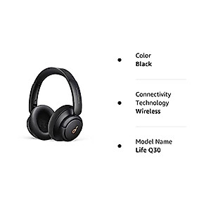 Soundcore by Anker Life Q30 Hybrid Active Noise Cancelling Headphones with Multiple Modes, Hi-Res Sound, Custom EQ via App, 40H Playtime, Comfortable Fit,Connect to 2 Devices (Renewed)