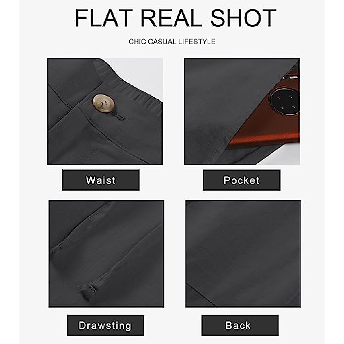 JMIERR Mens Casual Linen Pants Loose Fit Lightweight Elastic Drawstring Trousers Summer Beach Yoga Pant US 38(XL) Dark Grey