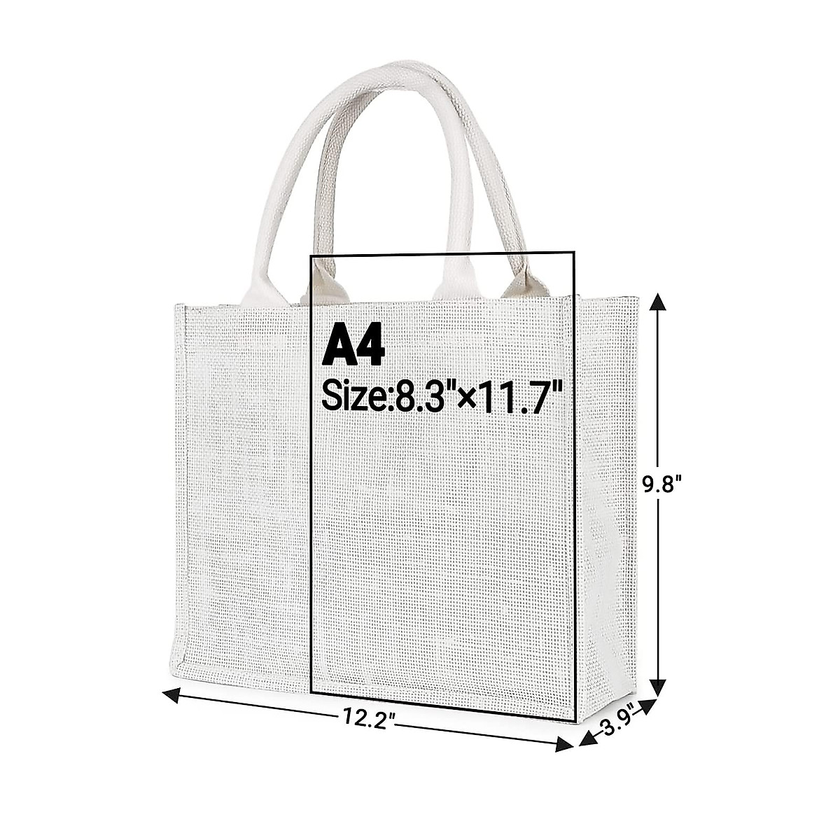 Segarty Tote Bags, 3 Pack Small White Burlap Jute Reusable Canvas Gift Favors Bag with Handles Blank Tote Bulk for Bridesmaid Wedding, Women Market Grocery Shopping, Bachelorette Party, Beach Trip