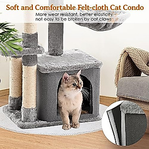 Cat Climbing Tower for Indoor Cats 30in, Cat Condo with Scratching Post, Cat Tree for Large Cat with Plush Perches, Hammock, Cat Tree Stand for Kitten with Dangling Ball, Platform