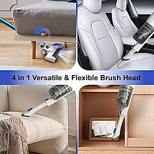 CARFARM Cordless Vacuum Cleaner, Stick Vacuum Cleaner, Handheld Vacuum Cleaner, 60 min Long Runtime Lightweight Stick Vacuum with Crevice Tool, Dusting Brush for Home, Carpet, Hardwood Floor (Blue)