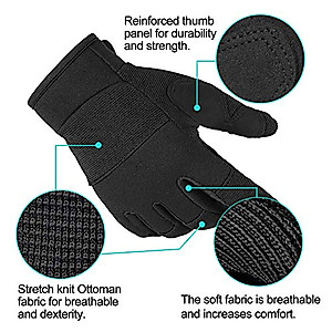 OZERO Work Gloves for Men Women 2-Pairs Light Duty Glove Synthetic Leather Palm Breathable Dexterity Touchscreen Mechanic Gloves Black Medium