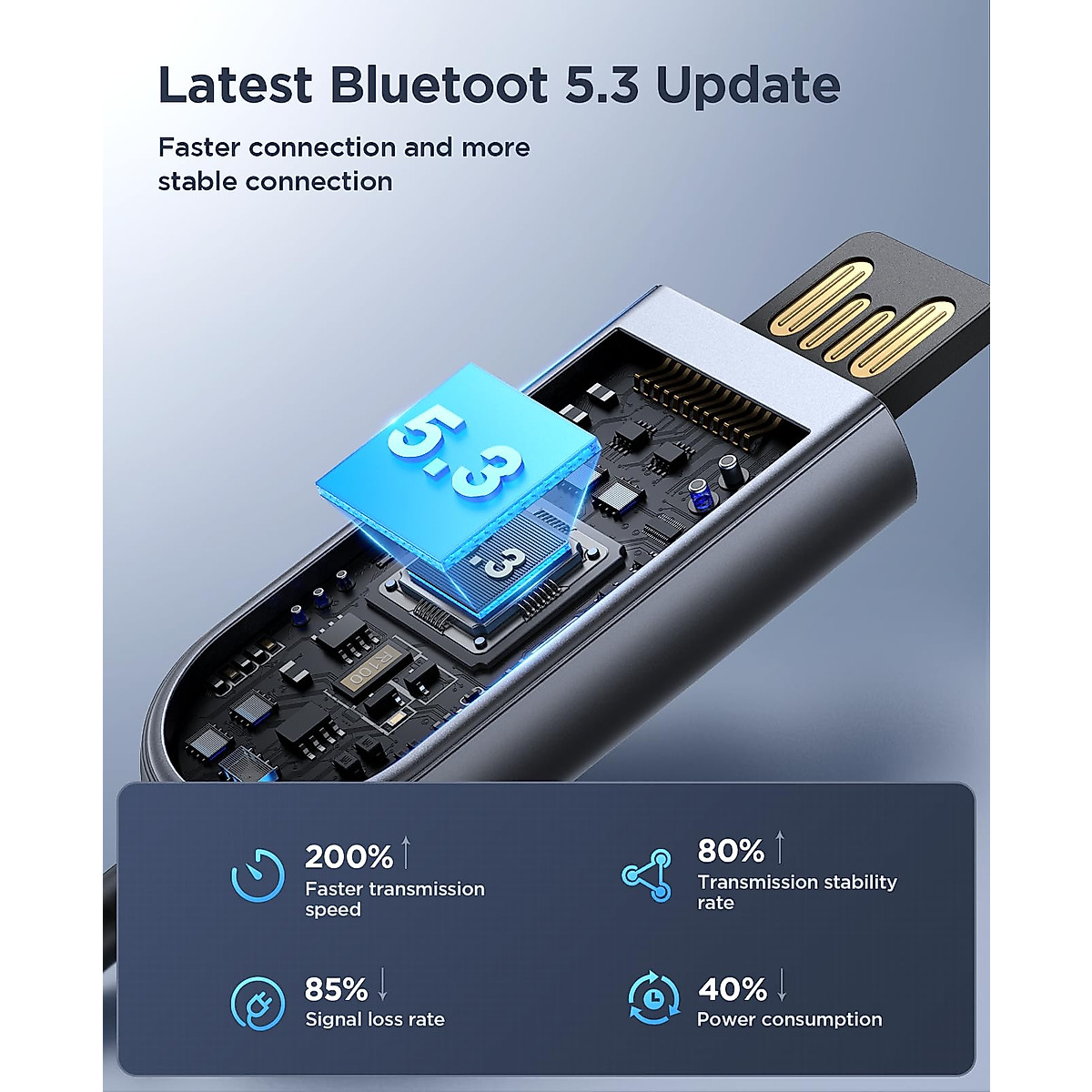 JOYROOM Bluetooth 5.3 Car Adapter [ENC Noise Cancellation] AUX Bluetooth Receiver for Car 3.5mm Jack Kit with Built-in Microphone Aux Input for Car Speaker/Hands-Free Call/Home Stereo/Wired Headphones