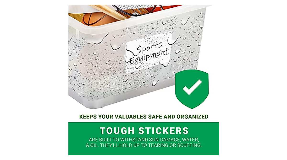 Organize with MESS Large Bin Labels – 50 Durable Removable Labels
