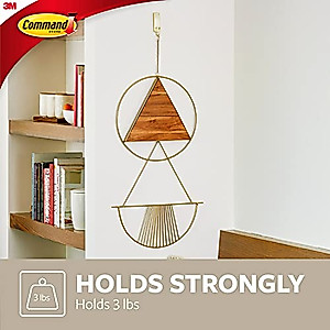 Command Medium Decorative Wall Hooks, Damage Free Hanging Wall Hooks with Adhesive Strips, No Tools Wall Hooks for Hanging Decorations in Living Spaces, 1 Satin Brass Hook and 2 Command Strips