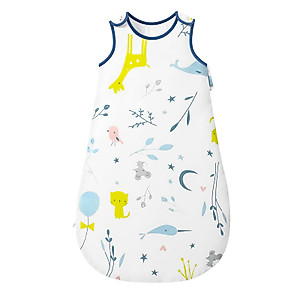 Mosebears Sleep Sack Baby Wearable Blanket with 2-Way Zipper,2.5 TOG Cotton Sleep Sack Unisex (White, 6-12 Months)