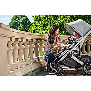 Cruz V2 Stroller - Stella (Grey Brushed mélange/Silver/Chestnut Leather) + MESA V2 Infant Car Seat - Stella (Grey Melange)