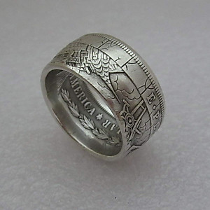 JOOLIXUACT Hobo Coin Ring Handcrafted Ring Made from US Morgan Hobo Coin