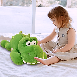 Kuxiber Dinosaur Stuffed Animal Plush Toy,Giant Dinosaurs Cute Soft Toys Doll, Big Dino Fluffy Plushy Fat Plushie Plush Pillow,Gifts for Kids Girl Boys (Green,19 inch)