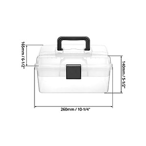 QWORK Clear Empty First Aid Storage Box with Removable Tray and Locking Latch - Plastic Storage Case Large Capacity Multifunctional Organizer for Jewelry, Makeup, and Crafts Supplies, 5"H x 6"W x 10"L