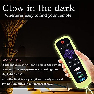 Onn Roku TV 2Pack Silicone Universal Protective Controller Sleeve for Hisense Roku TV Remote | Roku Streaming Stick | Roku Ultra Remote Voice Control (Glow Yellow & Glow Blue)