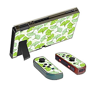 Dockable Case Compatible with Switch Console and Joy-Con Controller, Patterned ( Ginkgo Leaves Pattern ) Protective Case Cover with Tempered Glass Screen