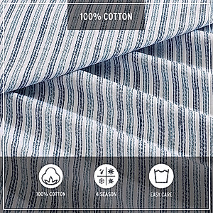 Eddie Bauer- Twin Duvet Cover Set, Cotton Bedding Set with Matching Sham(s), Casual Home Décor (Ticking Stripe Navy, Twin)