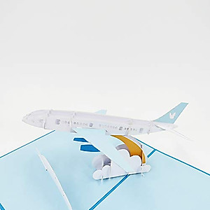 POP CARD EXPRESS Jet Airplane Pop Up Card - Birthday Card, Graduation Card, Congratulations Card, Retirement Card, Work Anniversary Card, Fathers Day (Jet Airplane Pop Up Card)