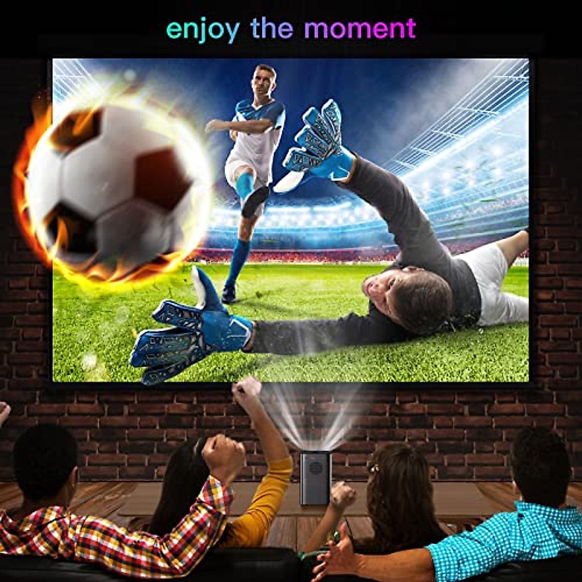 Smart Projector , Mini Projector Native 1080P,150 ANSI Lumen 9500L Portable Projector, Projector with WIFI and Bluetooth Remote Control,Support 4K Compatible with TV Stick,Laptop,iOS & Android (Black)
