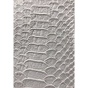 New Creations Fabric & Foam Inc, 54" Wide Faux Viper Snake Skin Vinyl-Faux Leather-3D Scales Fabric by The Yard, White