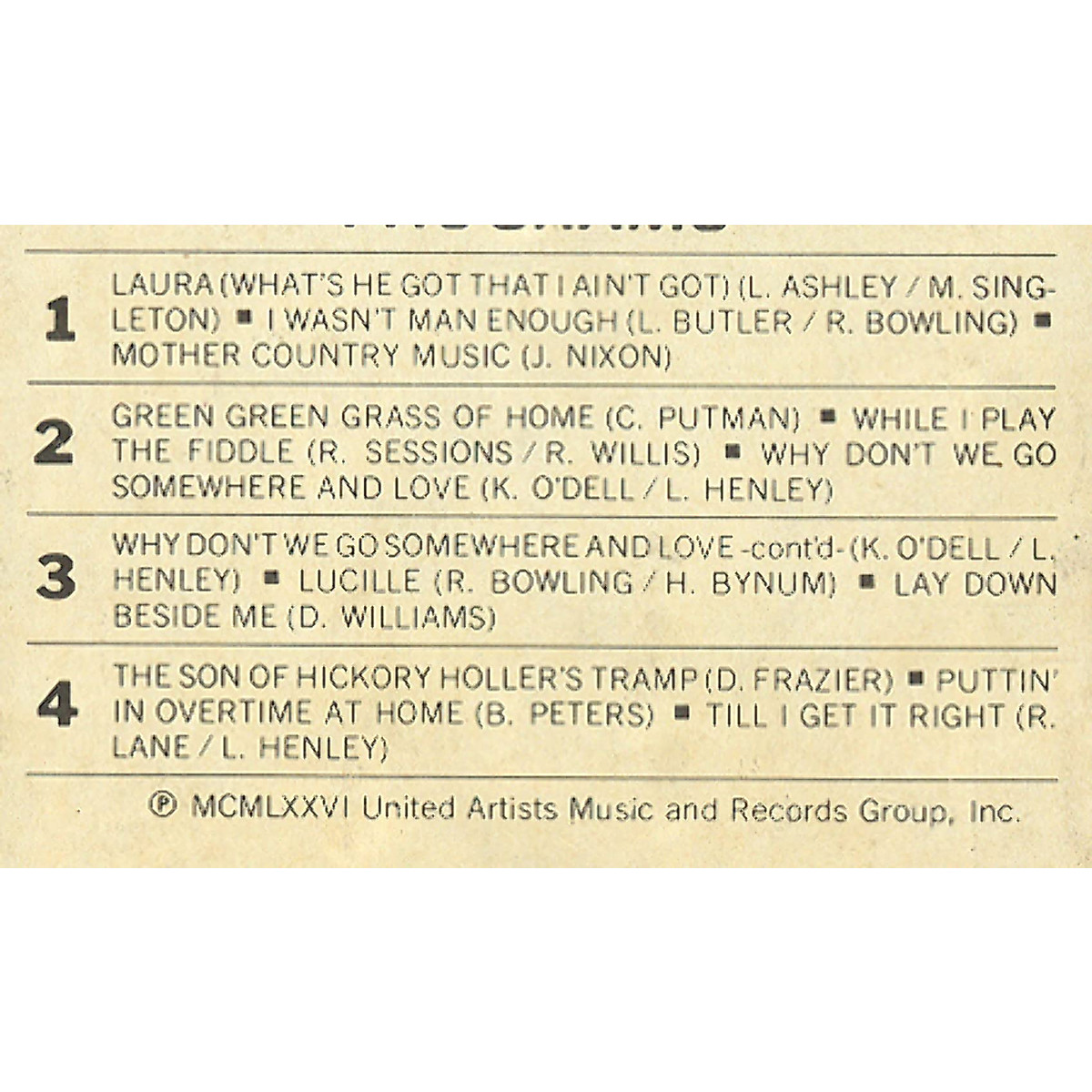 Kenny Rogers: Self-Titled -20295 8 Track Tape