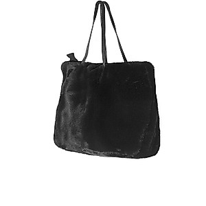 Luxe L 100% Faux Fur Tote Bag for Women Soft Modern Spacious Utility Tote Handbag with Fully Lined Interior, Black
