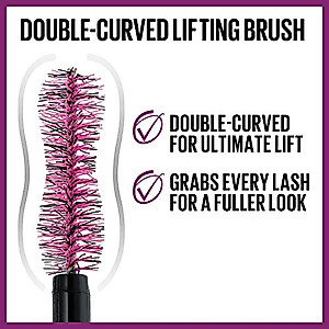 Maybelline The Falsies Lash Lift Washable Mascara Volumizing, Lengthening, Lifting, Curling, Multiplying, Eye Makeup, Blackest Black, 1 Count