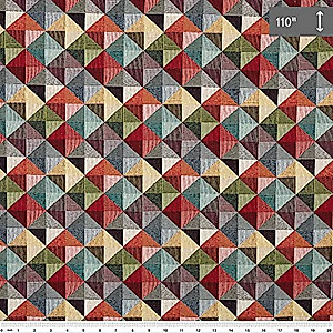 Kt KILOtela Upholstery Fabric by The Yard, Upholstering Furniture, Headboards, Accent Pillows, Handbags, Tote Bags, Window Treatments, Draperies, 110" Width, Triangles, Big, Multi, Black